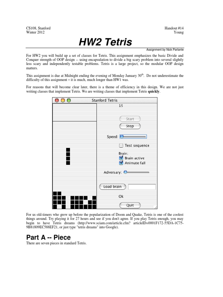 14 HW2 Tetris | PDF | Array Data Structure | Inheritance (Object ...