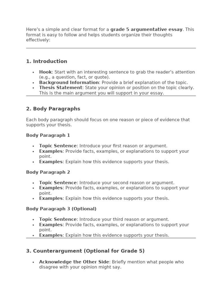 1.argumentative Essay Format Template and Example - Best | PDF ...