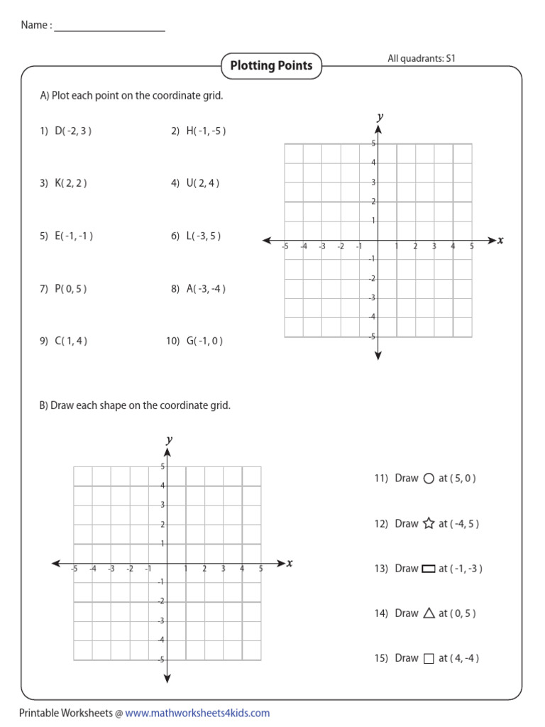 Plotting Ordered Pairs (All Quadrants) | PDF | Geometry | Euclidean ...