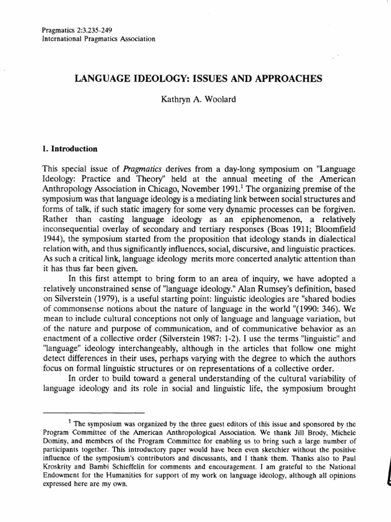 Language Ideology: Theory and Practice | PDF | Ideologies | Linguistics