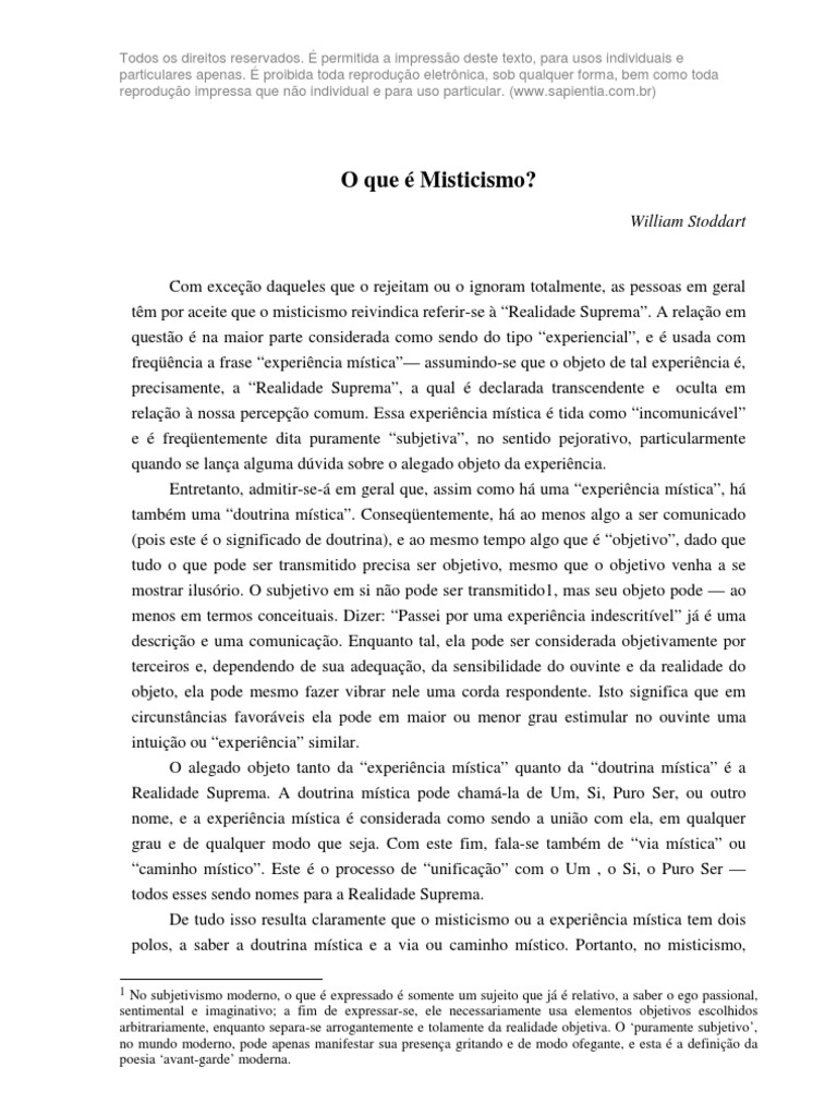 Entendendo o Misticismo e Suas Dimensões | PDF