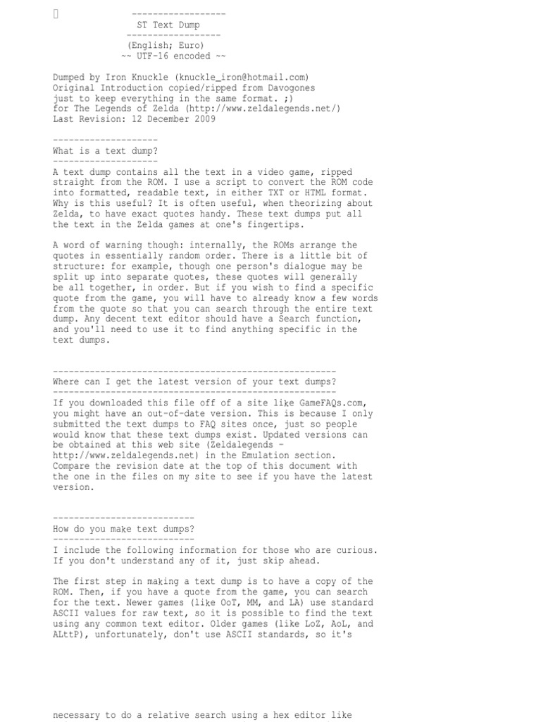 Spirit Tracks Text Dump | PDF | Text File | Computer Data