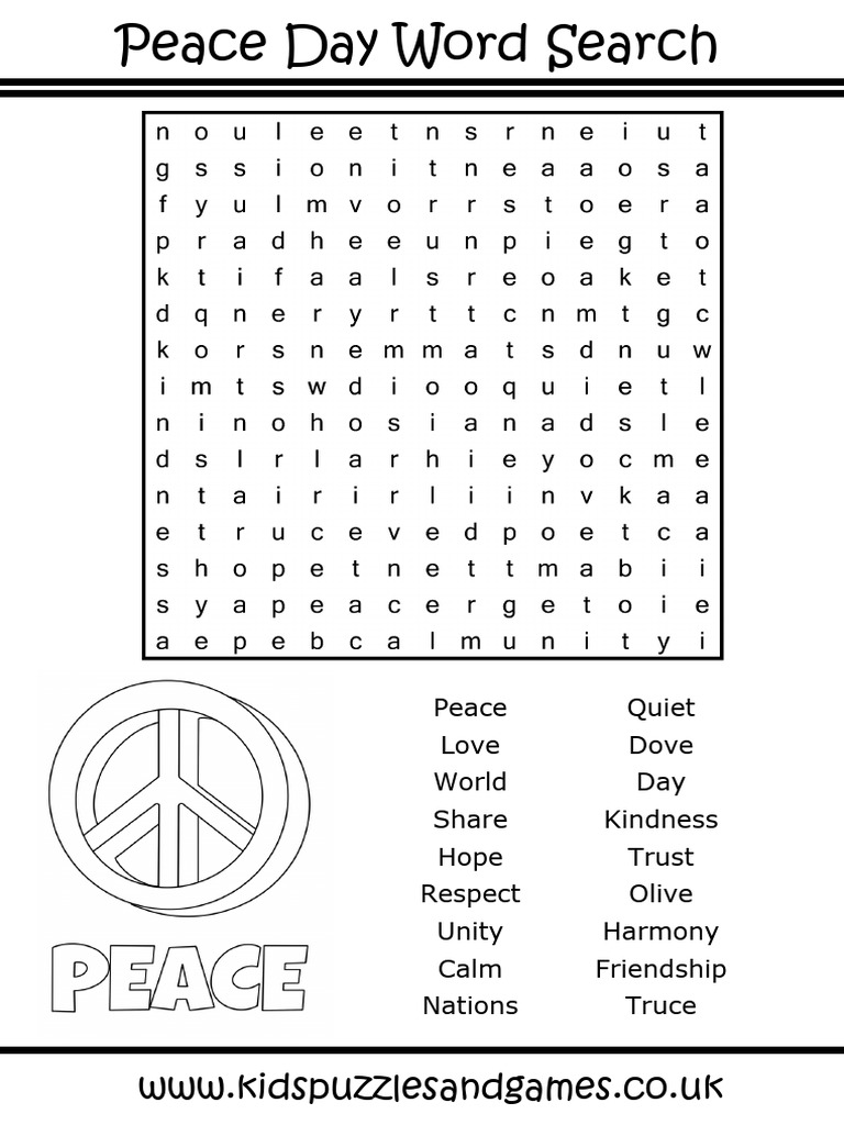 World Peace Day Word Search | PDF