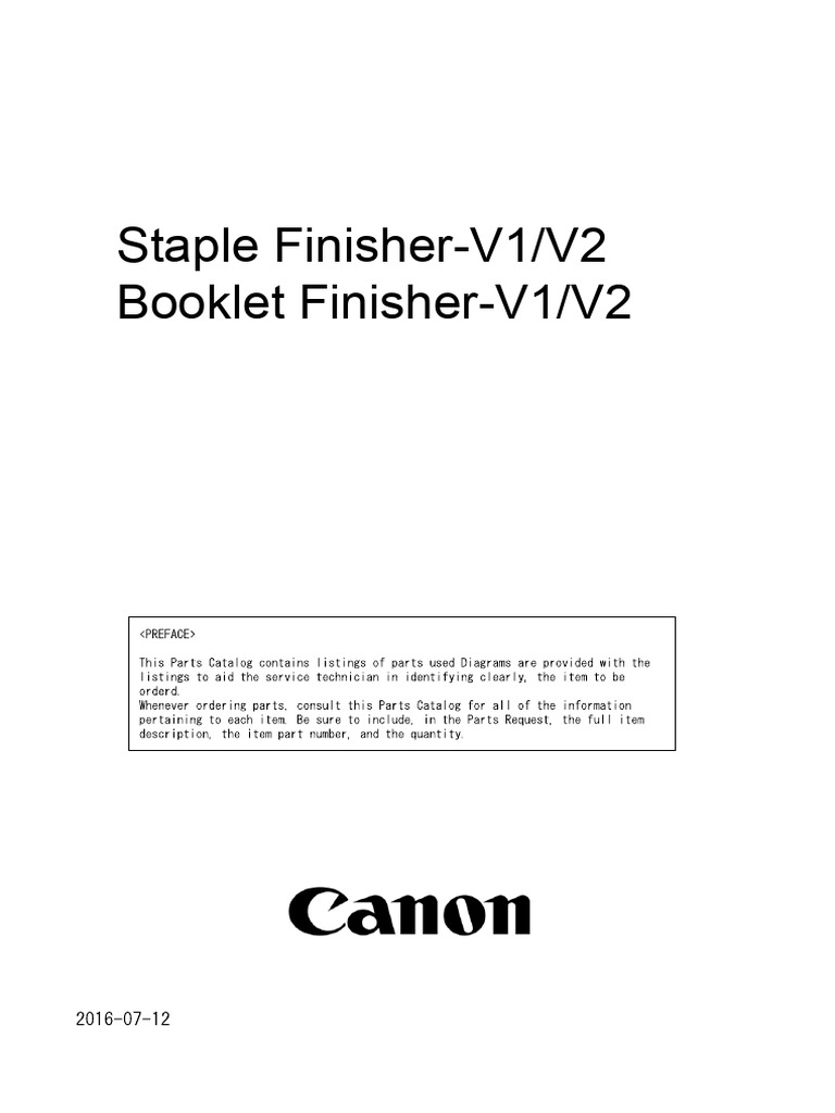 Booklet Finisher V1, V2, Staple Finisher V1, V2 Parts List | PDF | Belt ...