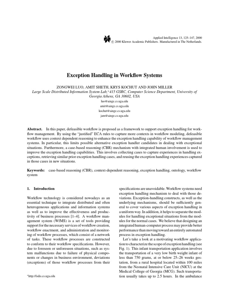 Exception Handling in Workflow Systems | PDF | Business Process | Cardiovascular Diseases
