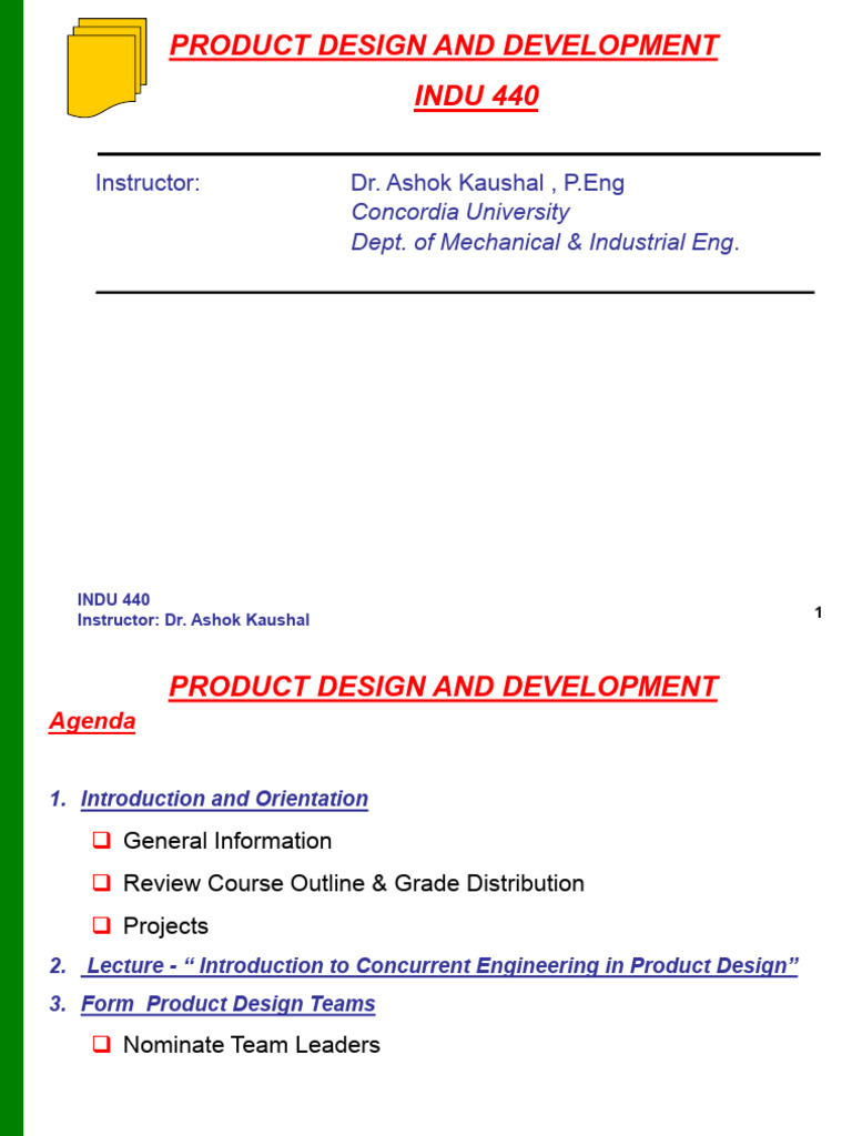 Lecture 1 - Introduction - Product Design in Concurrent Engineering ...