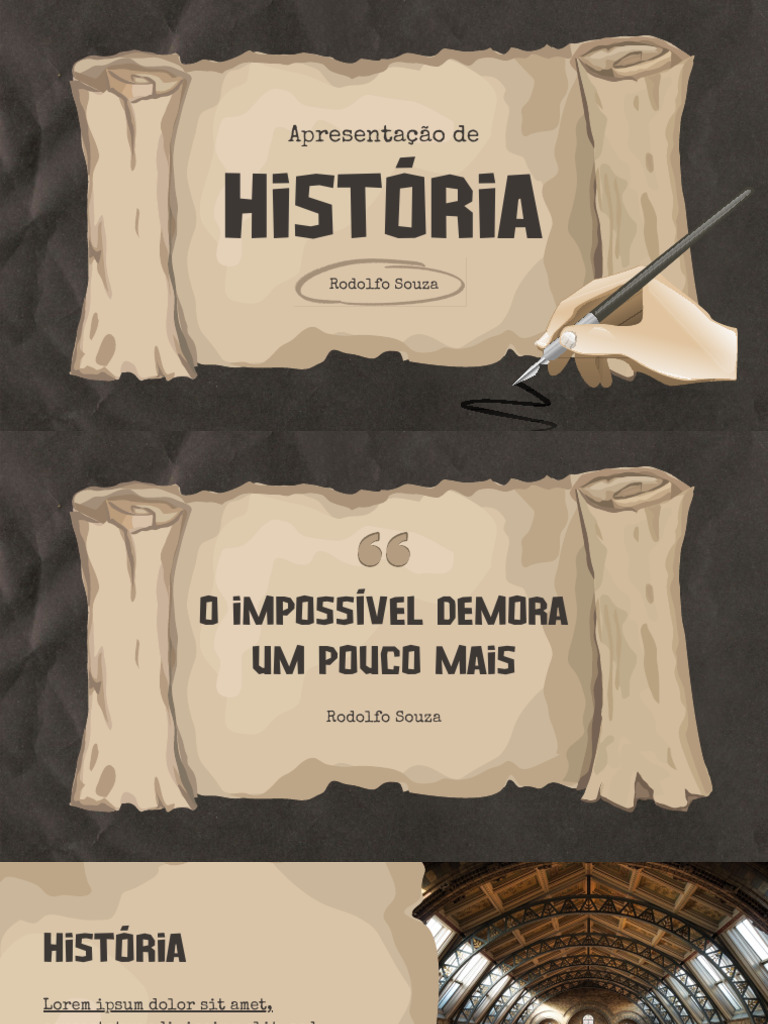 Apresentação Do Projeto de História Papel Antigo Vintage Marrom e Bege ...