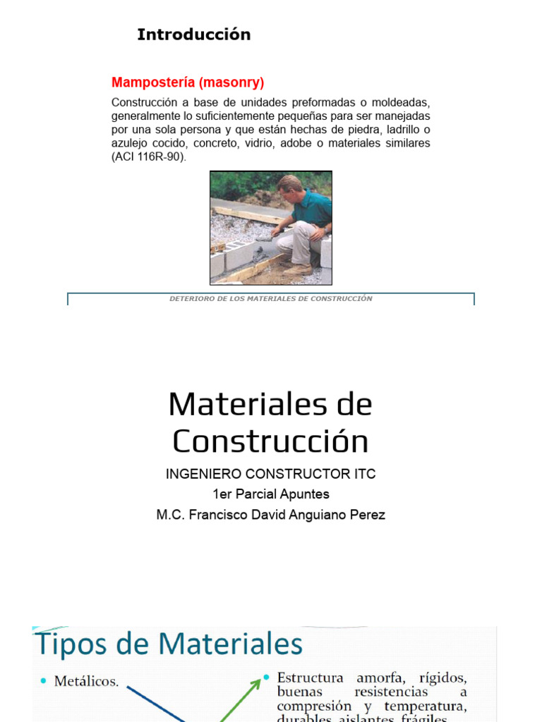 Apuntes de Materiales Primer Parcial ING CONS ITC | PDF | Aleación ...