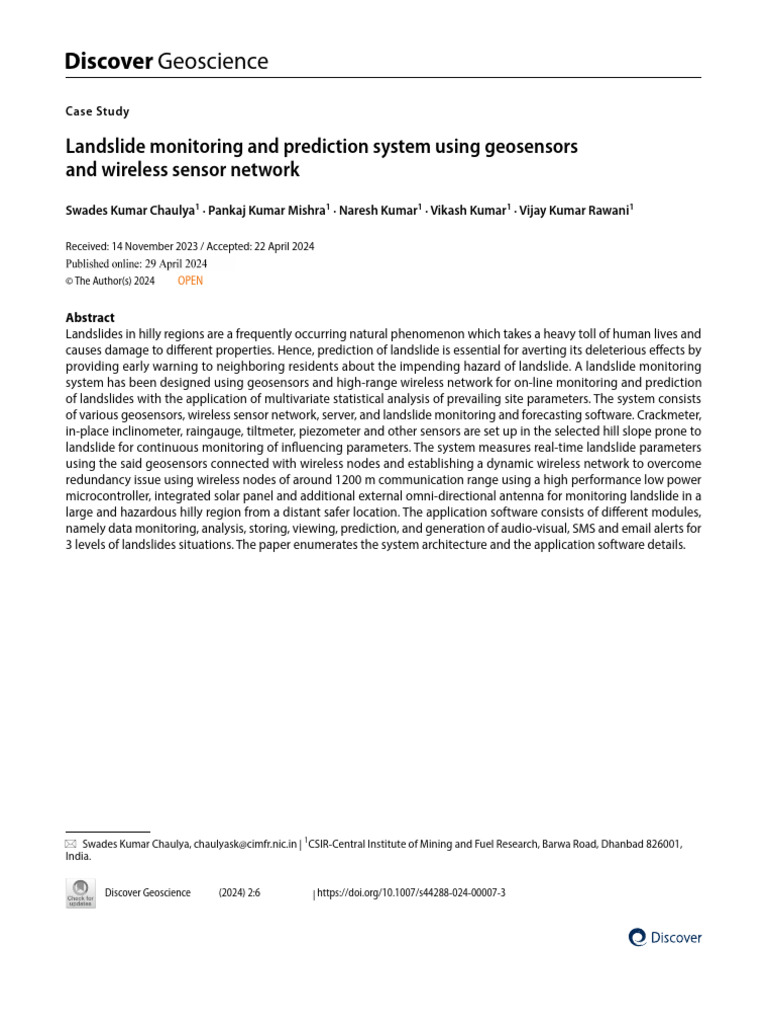 Landslide Paper - Discover Geoscience | PDF | Landslide | Wireless ...
