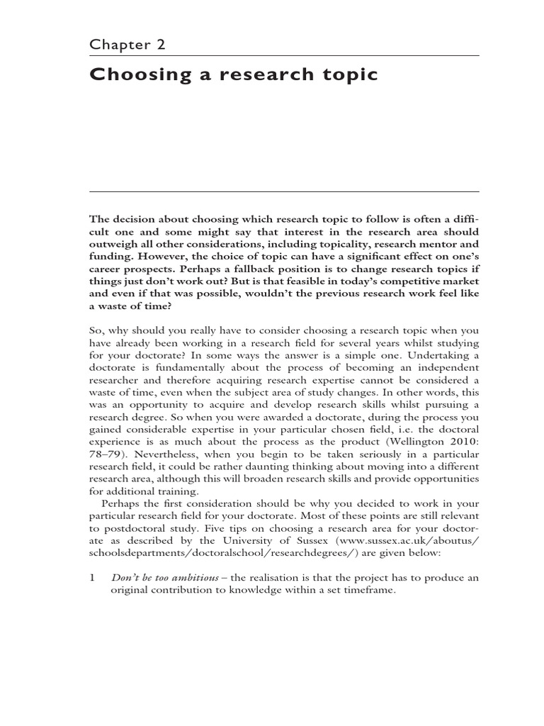 Choosing a research topic (1) | PDF | Academia | Science