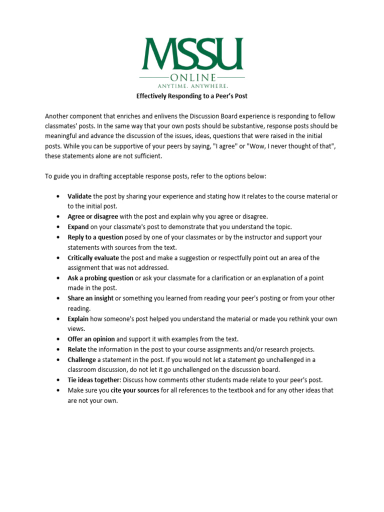 Effectively Responding To A Peer | PDF
