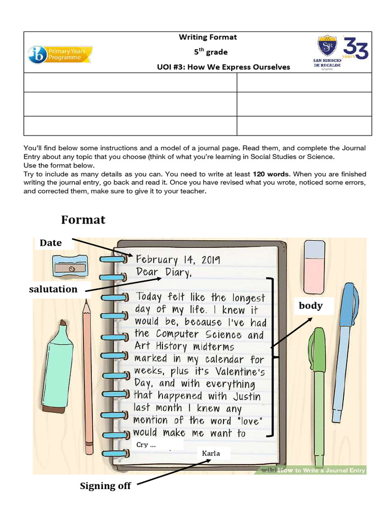 Writing a Jourrnal Entry 2024 | PDF | Human Communication