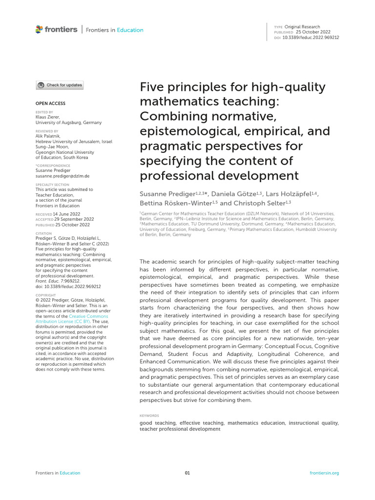 Five Principle of High Mathematics Teaching | PDF | Epistemology ...