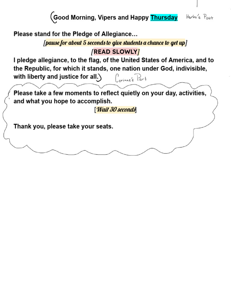 25-26 Morning Announcement Script | PDF