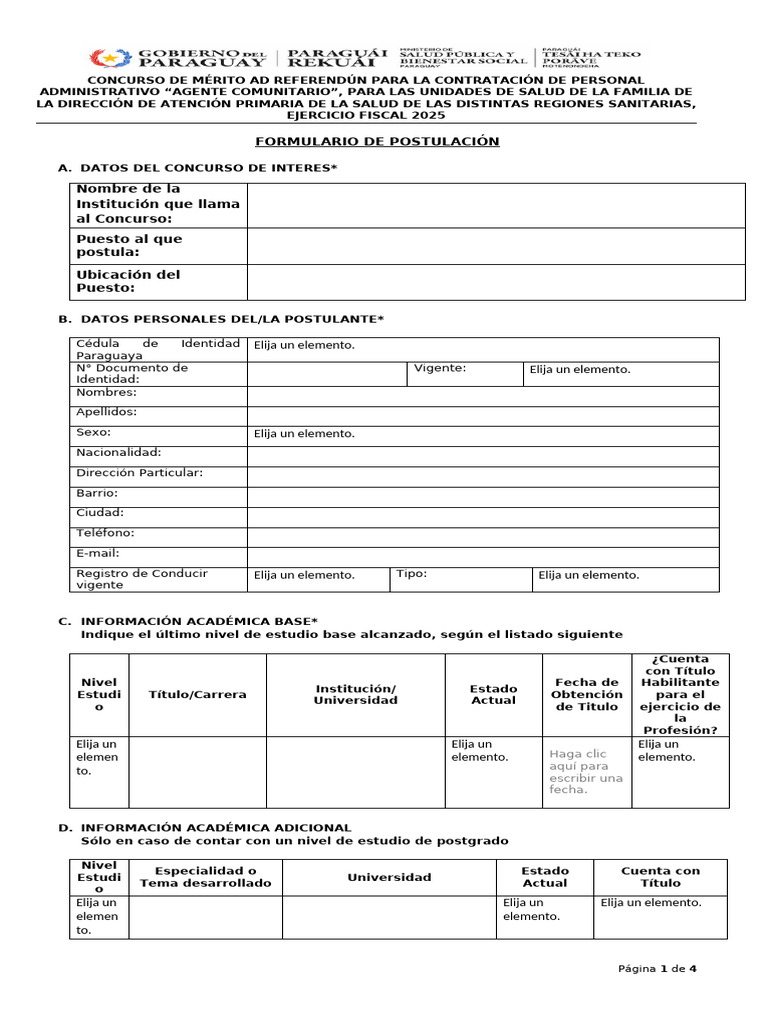 Formulario para Postulaci N 20 09 2025 08 07 15 | PDF
