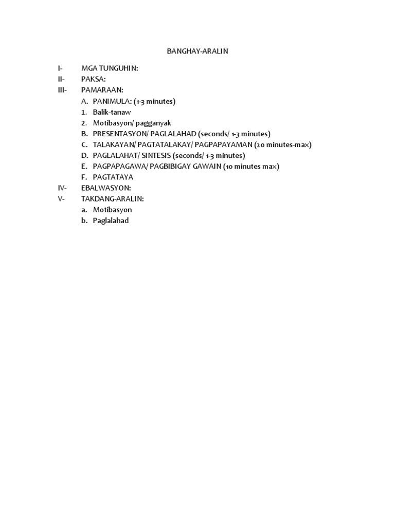 Bahagi NG Banghay-Aralin | PDF