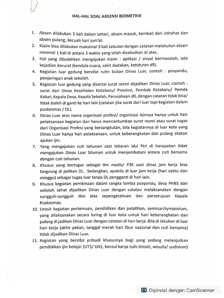 Absensi Biometrik | PDF