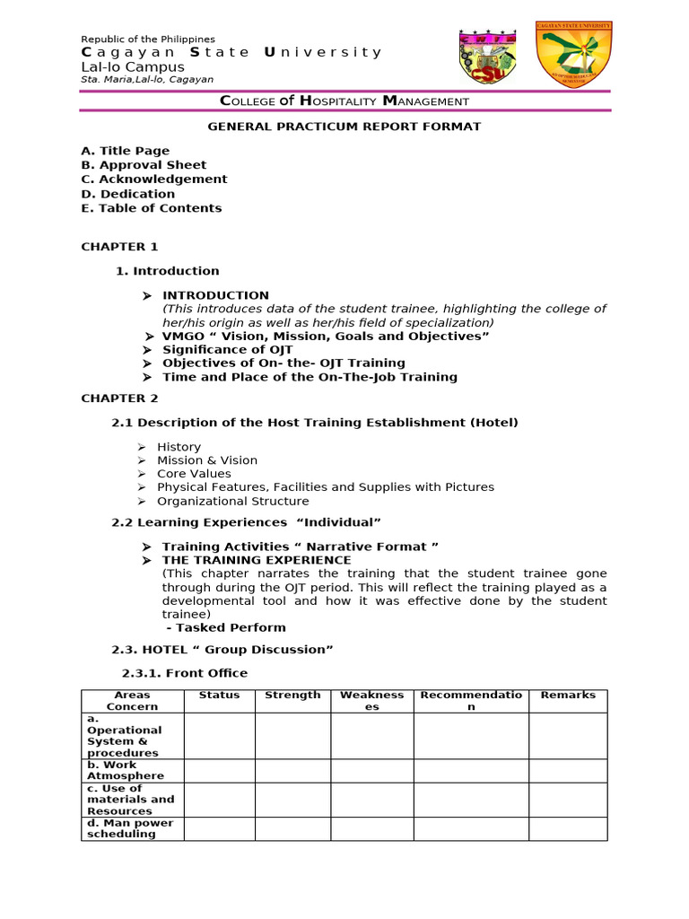 General Practicum Report Format 2026 | PDF
