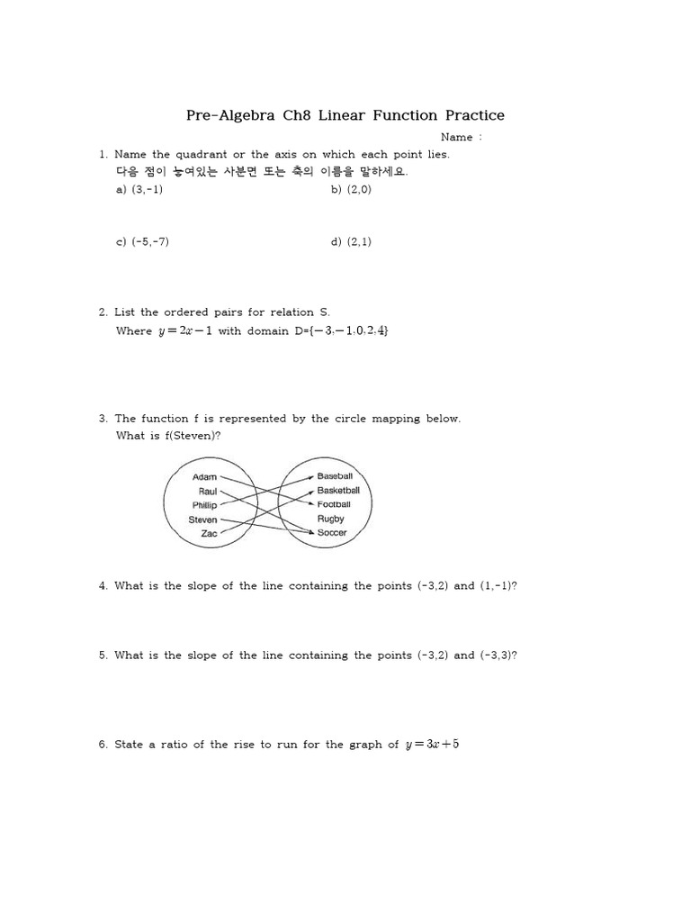 Pre-Algebra Ch8 Practice | PDF