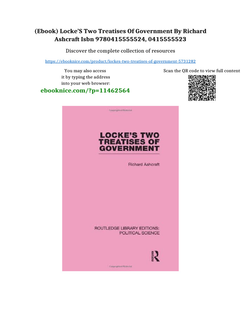 (Ebook) Locke'S Two Treatises of Government by Richard Ashcraft Isbn ...