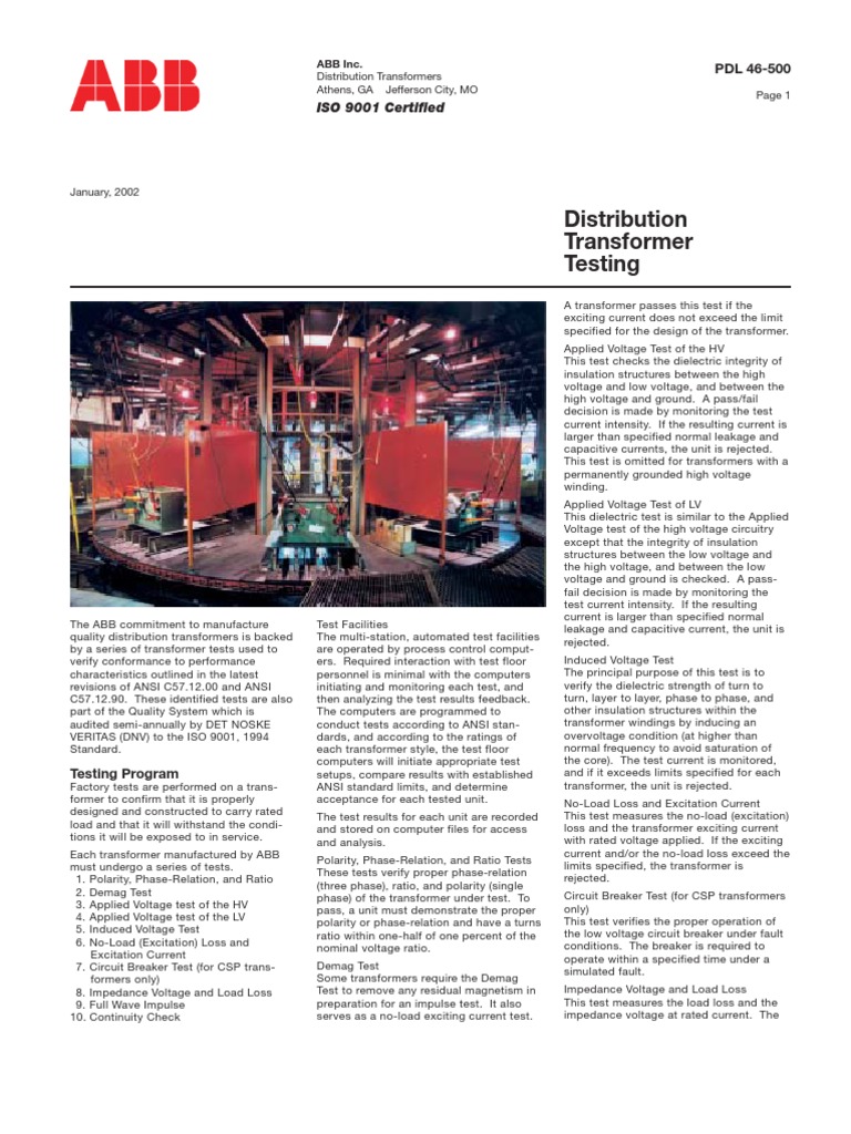 Distribution Transformer Testing | PDF | Transformer | Power Engineering