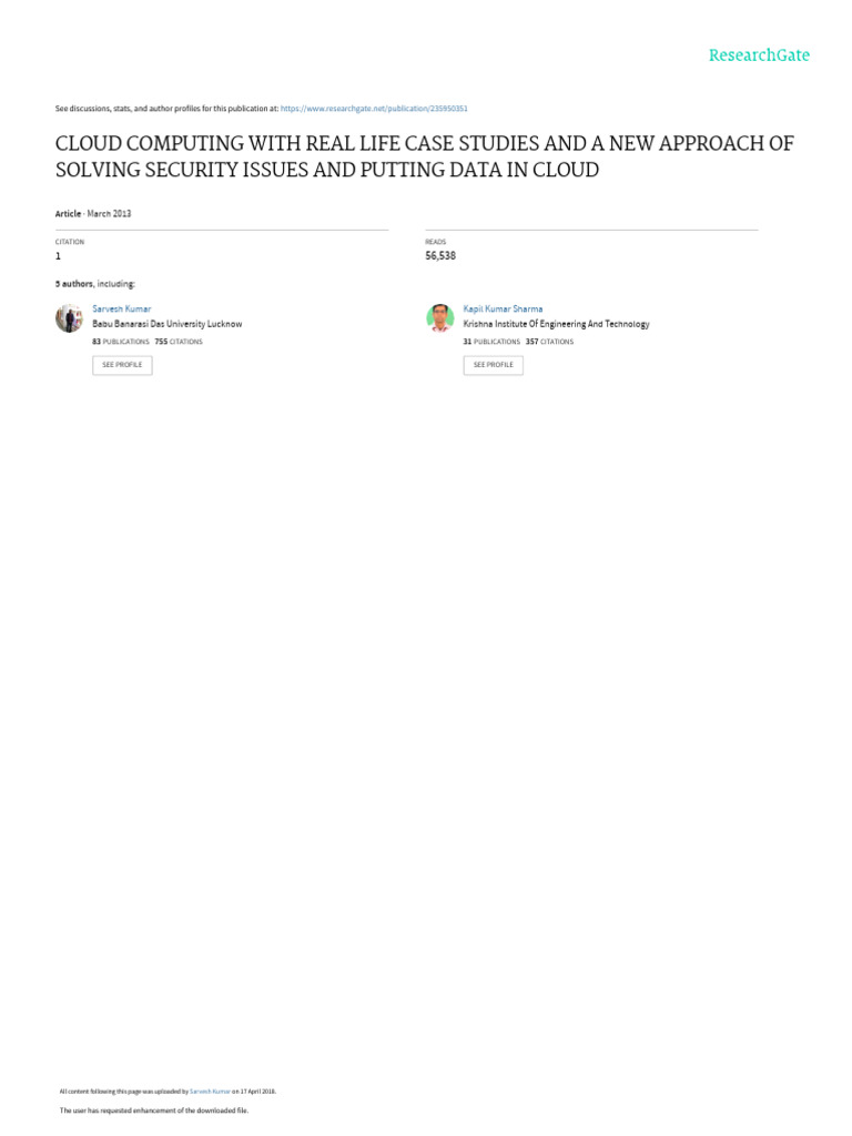 Cloud Computing With Real Life Case Studies and An | PDF | Cloud ...