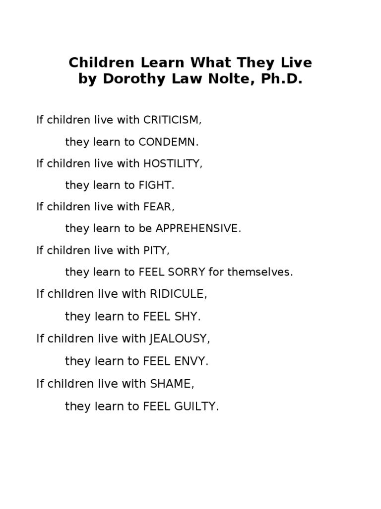 Children Learn What They Live | PDF