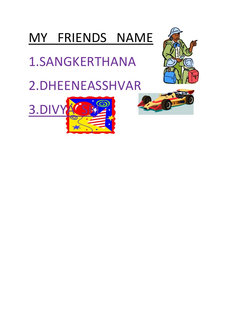 Friends' Names List: Sangkerthana, Dheeneasshvar, Divya Sri | PDF ...