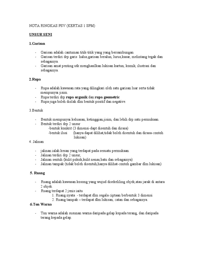 Nota Ringkas PSV | PDF