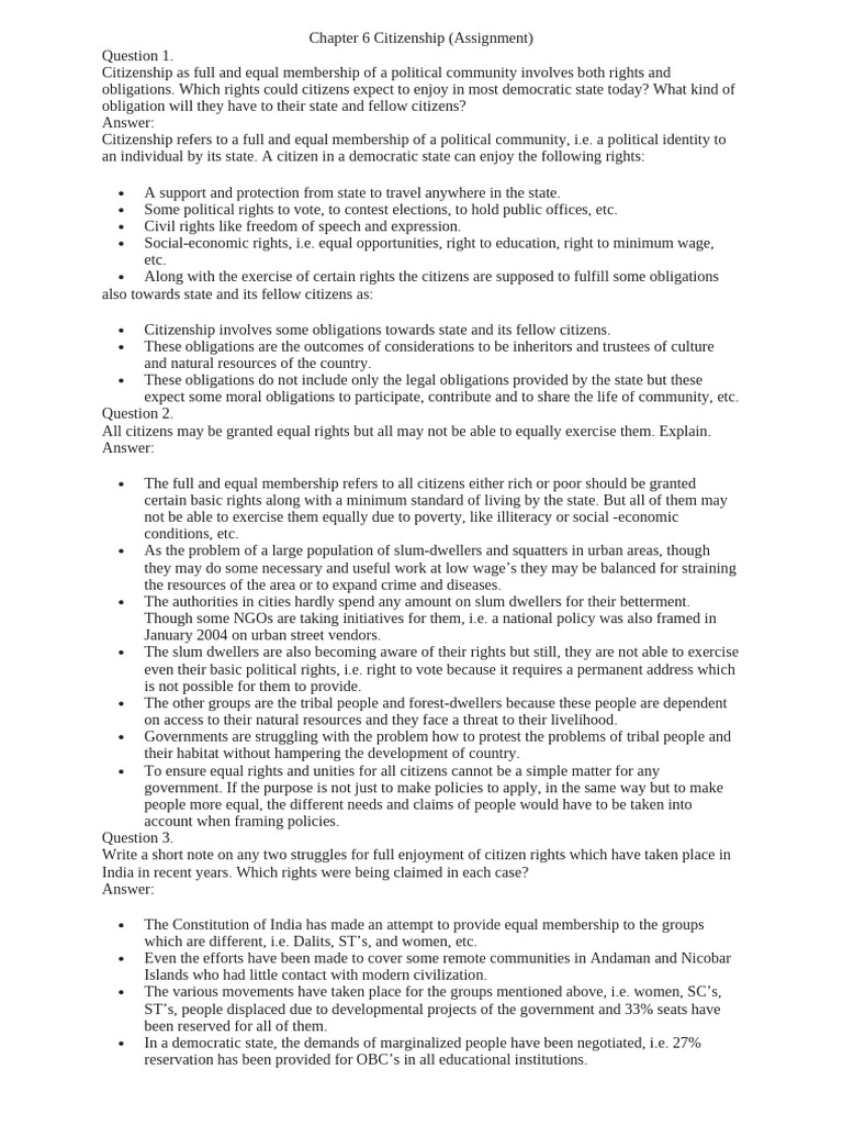 Chapter 6 Citizenship | PDF | Citizenship | Refugee