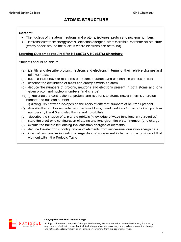 Atomic Structure Teacher 2026 - FINAL2 | PDF | Atomic Orbital | Atoms