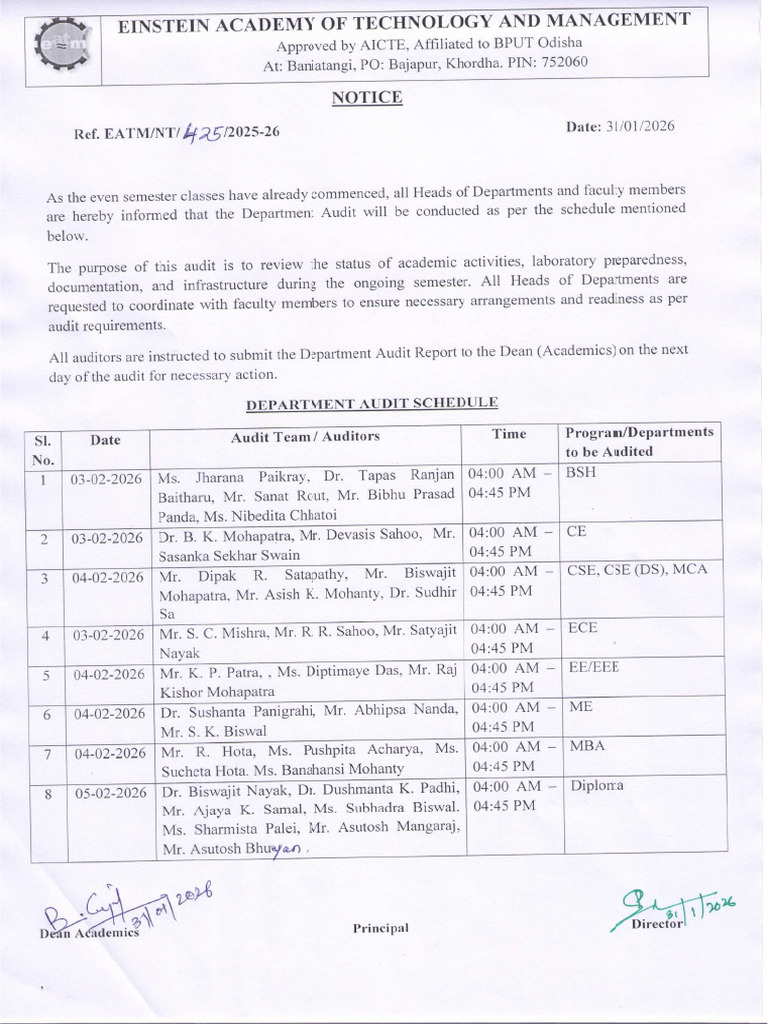 Notice - Department Audit | PDF