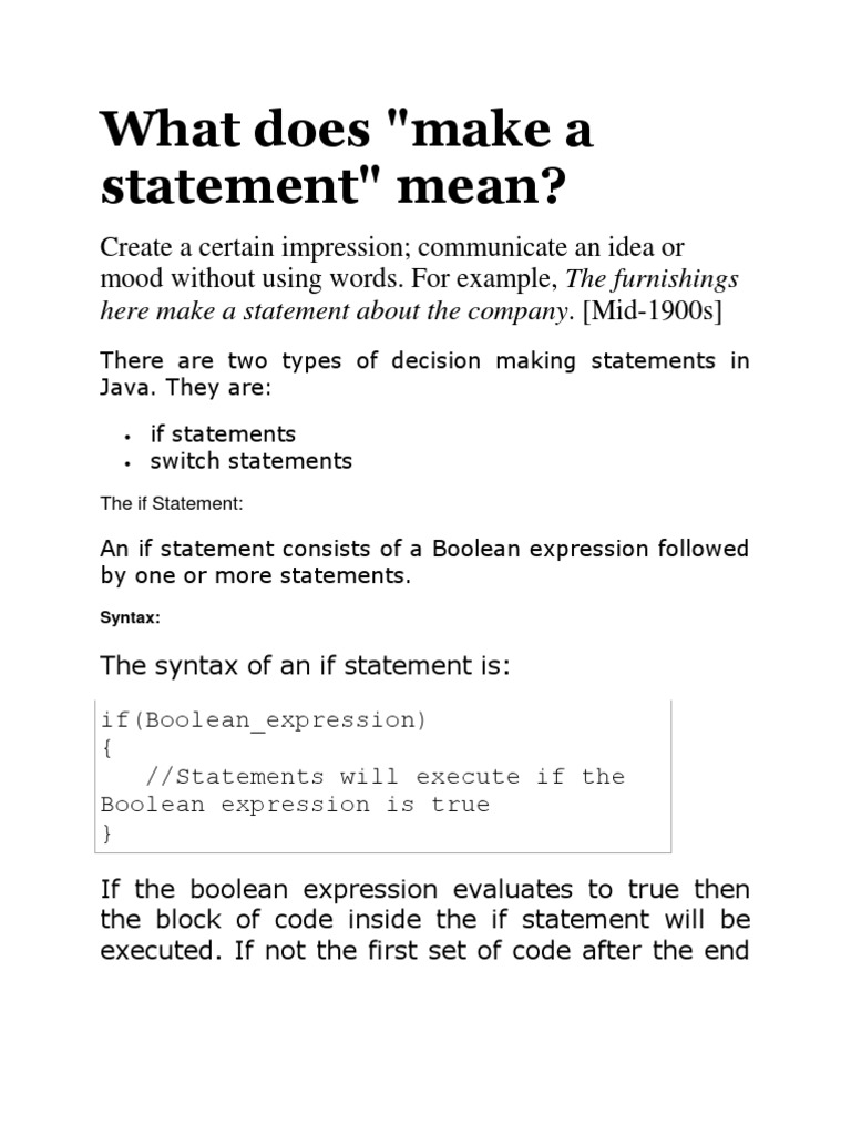 What Does "Make A Statement" Mean? | PDF | Boolean Data Type | Control Flow