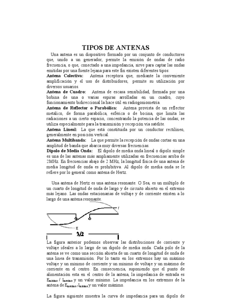 Tipos de Antenas | PDF | Antena (Radio) | Inalámbrico