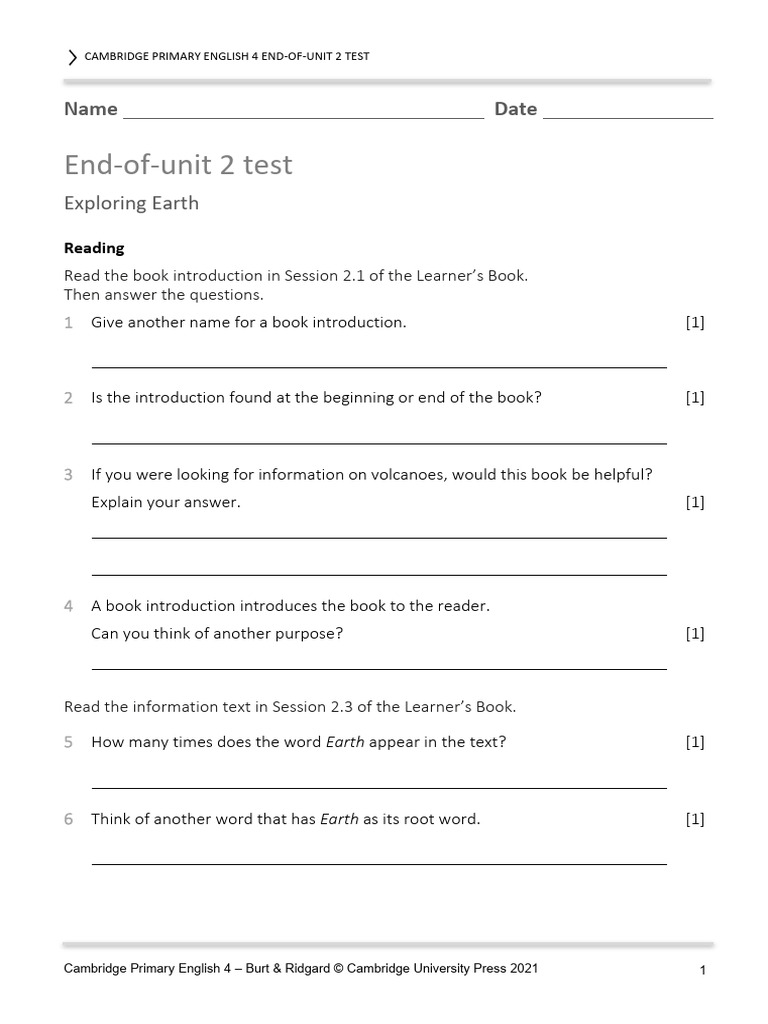 Unit 2 Reading Test | PDF