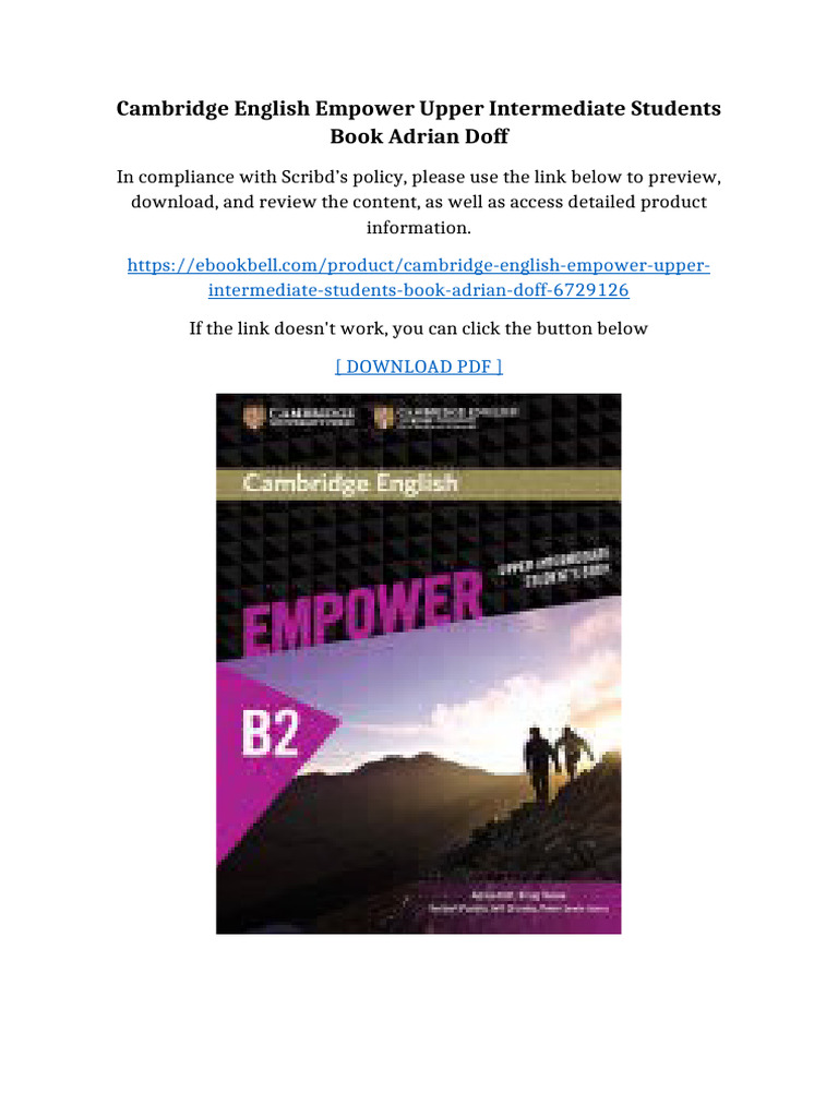 Cambridge English Empower Upper Intermediate Students Book Adrian Doff ...