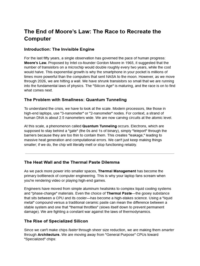 The End of Moore's Law - The Race To Recreate The Computer | PDF ...