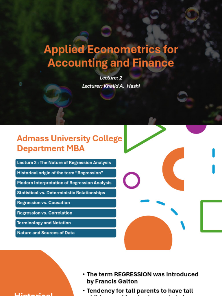 Lecture 2 Applied Econometrics For Accounting and Finance | PDF ...