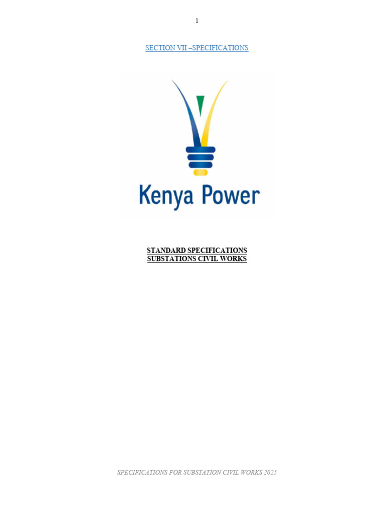 Standard Specifications Substations Civil Works | PDF | Concrete | Road