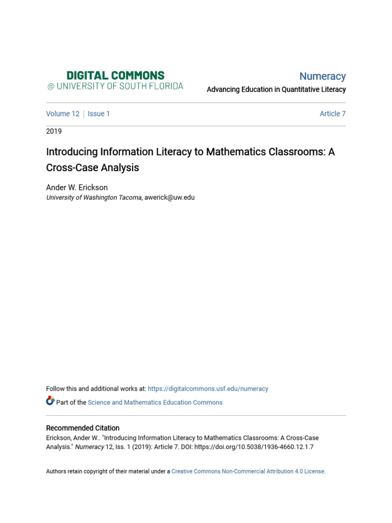 Introducing Information Literacy To Mathematics Classrooms | PDF ...