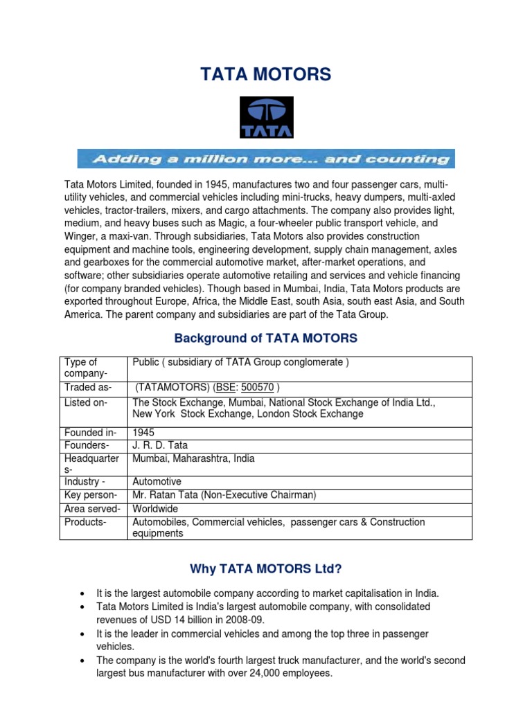 Tata Motors Analysis | PDF | Car | Vehicles