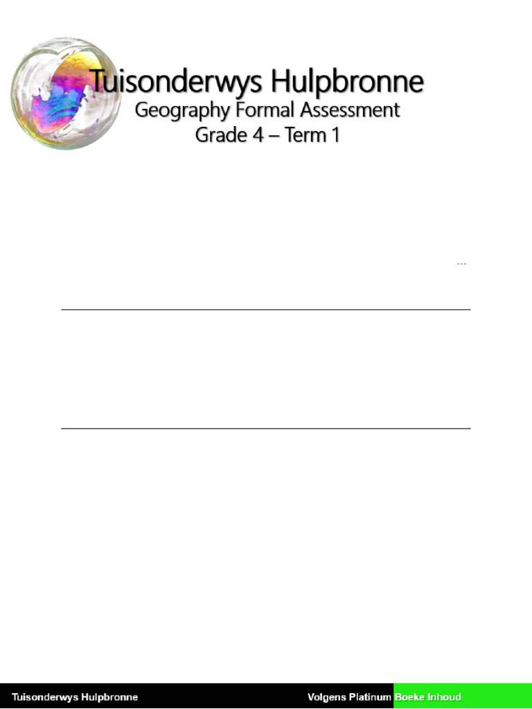 Grade 4 Term 1 Geography Formal Assessment 2023 | PDF