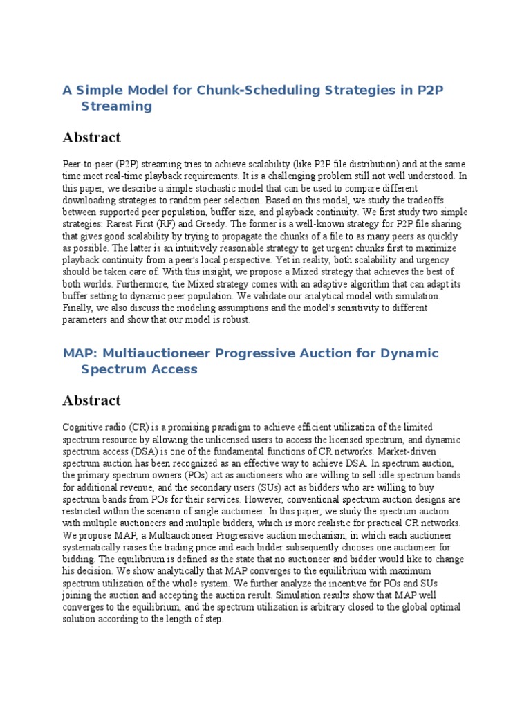 A Simple Model For Chunk-Scheduling Strategies in P2P Streaming | PDF | Peer To Peer | Data ...