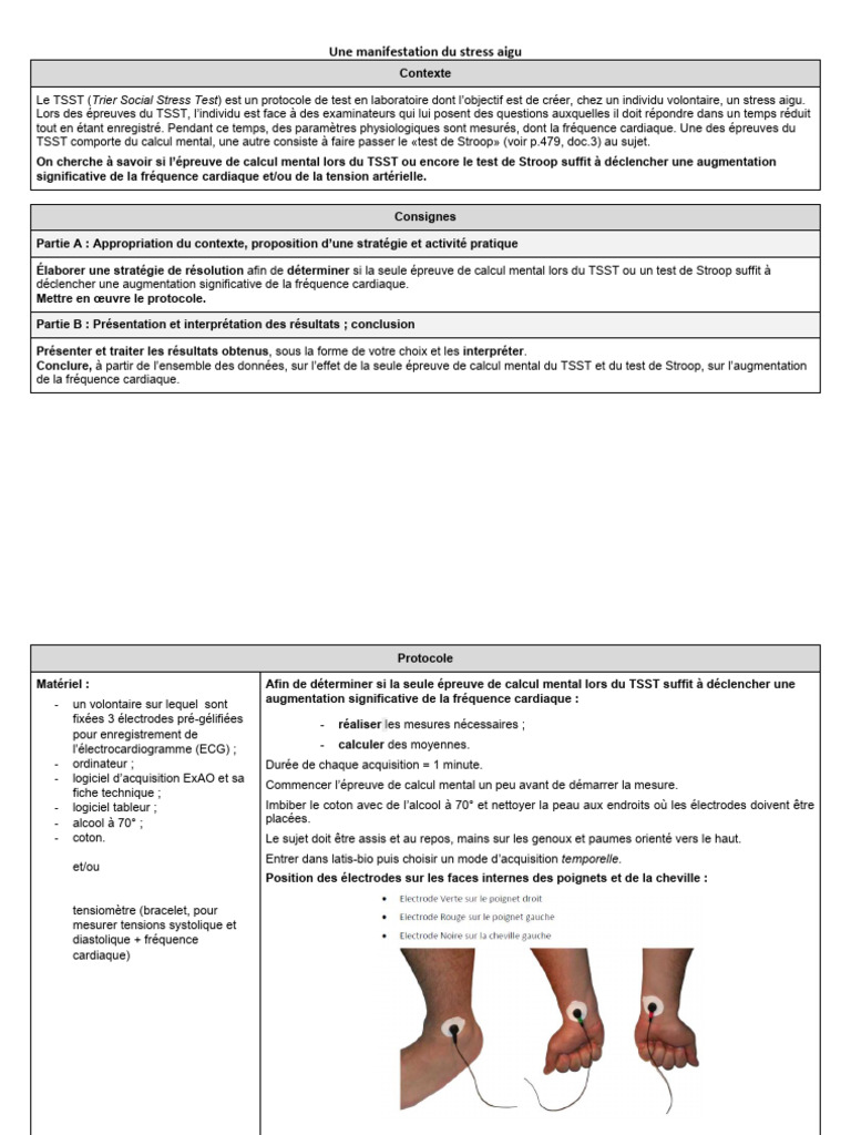 TP Stress Aigu Test de Stroop-TSST' | PDF | Électrocardiographie ...