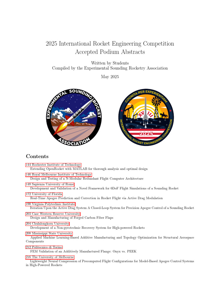 Irec2025 Podium Abstracts 1 | PDF | Simulation | Inertial Navigation System