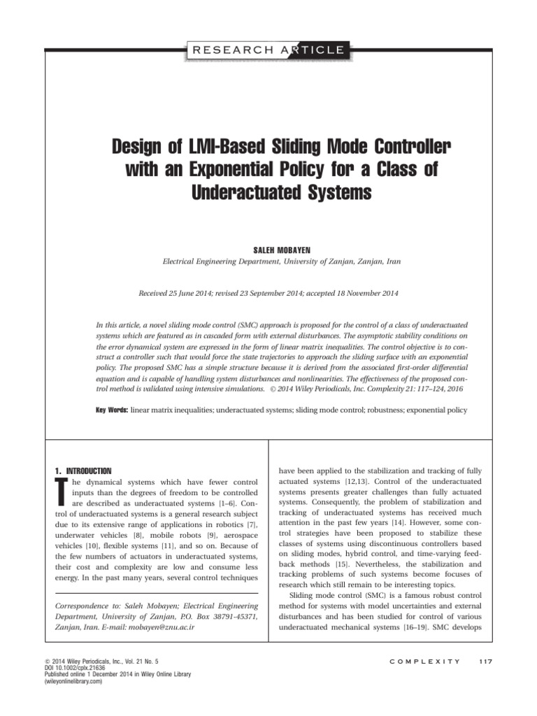 Design of LMI-Based Sliding Mode Controller With an Exponential Policy ...