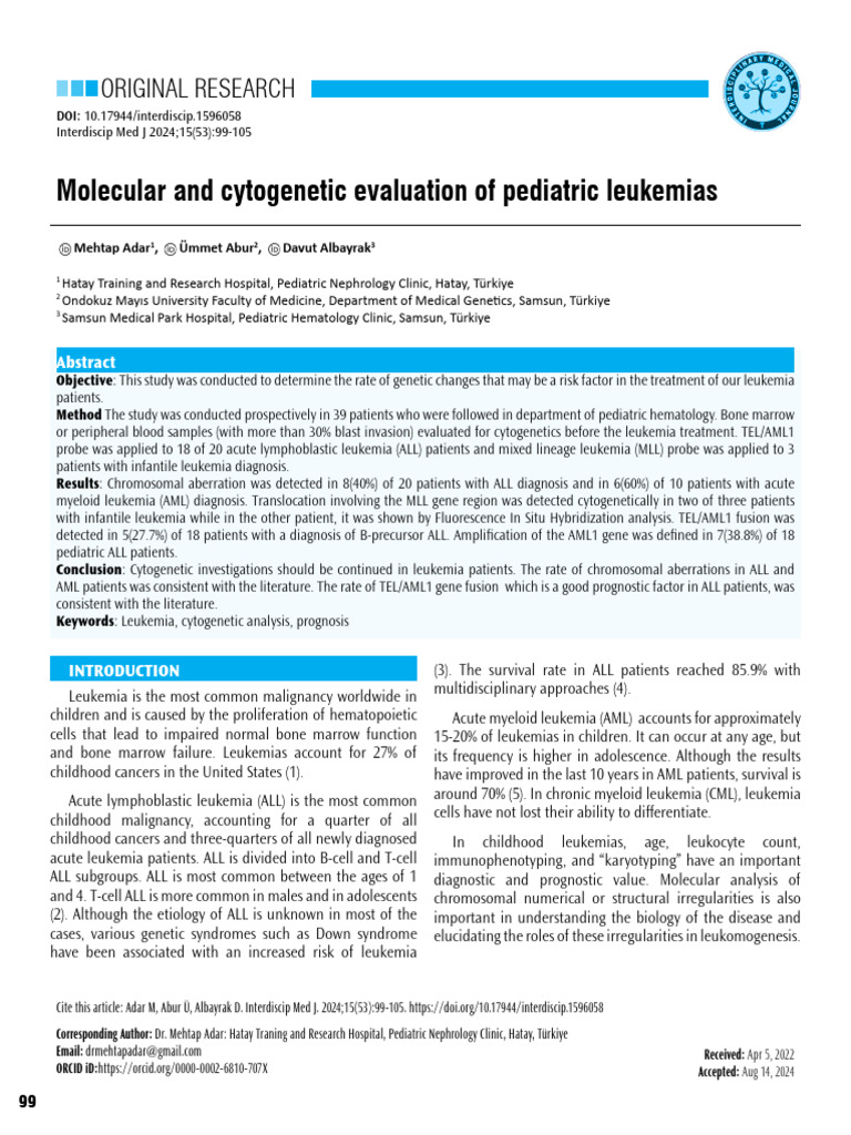 10.17944-interdiscip.1596058-4415653 | PDF | Leukemia | Fluorescence In ...