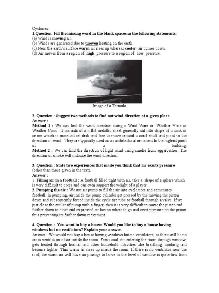 Cyclones worksheet | Wound | Cyclone