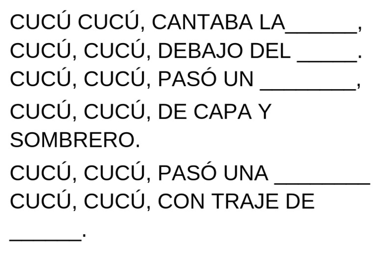 Canción Hacer Grande Cucú Cucú | PDF