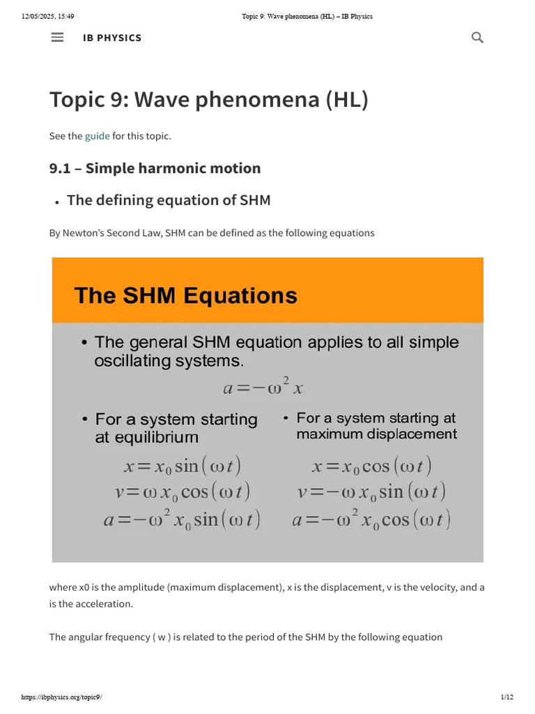 Topic 9 - Wave Phenomena (HL) - IB Physics | PDF | Angular Resolution ...